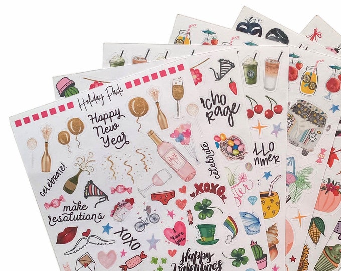 Holiday Variety Sticker Pack Cute Sticker Pack Variety - Etsy