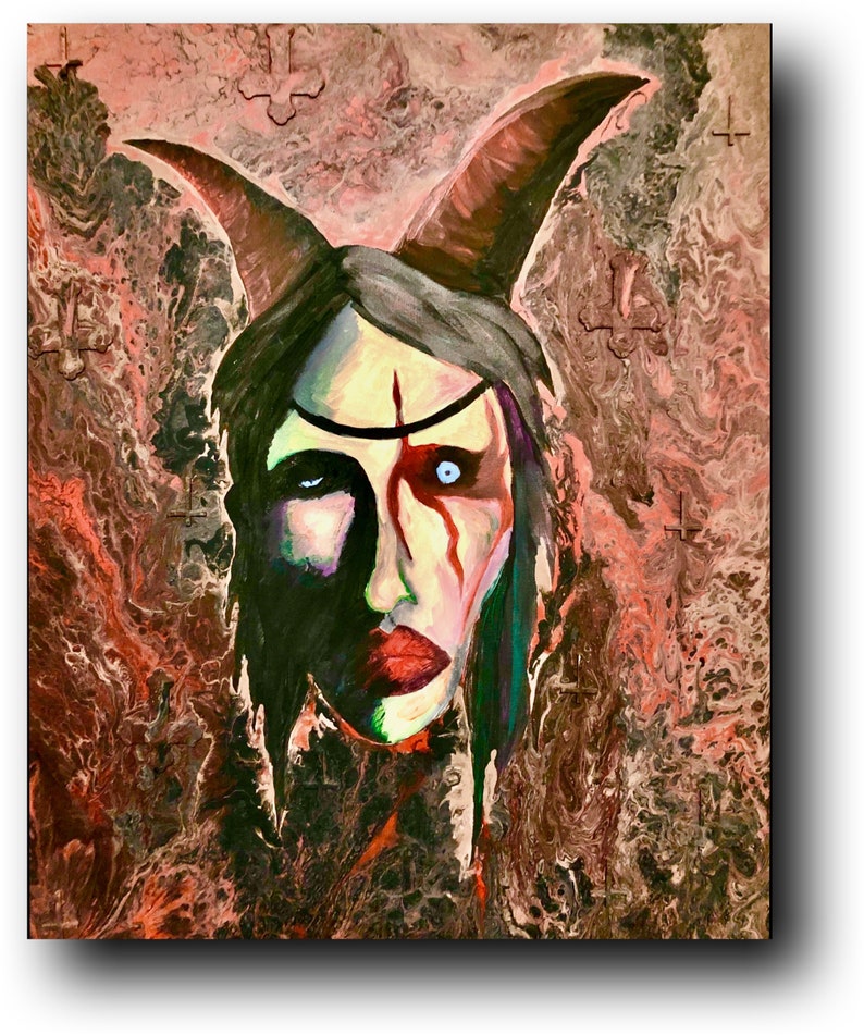 Marilyn Manson Painting on Canvas/abstract Art Fluid Acrylic Paint Pour ...
