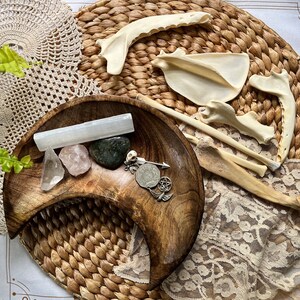 Large Bone Throwing Set With Crescent Moon Dish / Crystals / Animal ...