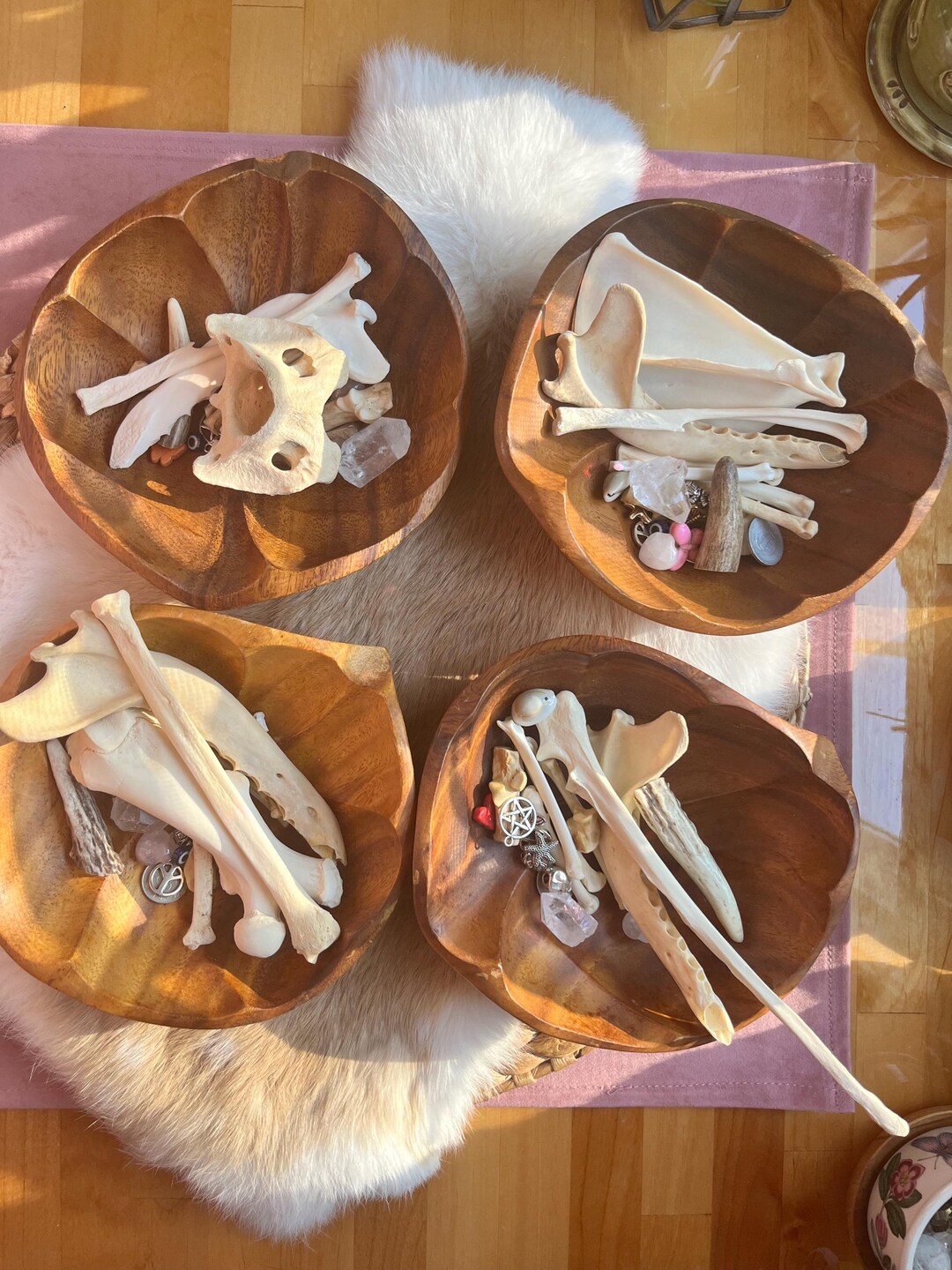 Large Bone Throwing Set / Crystals / Animal Bones / Sea Shells / Witchy ...
