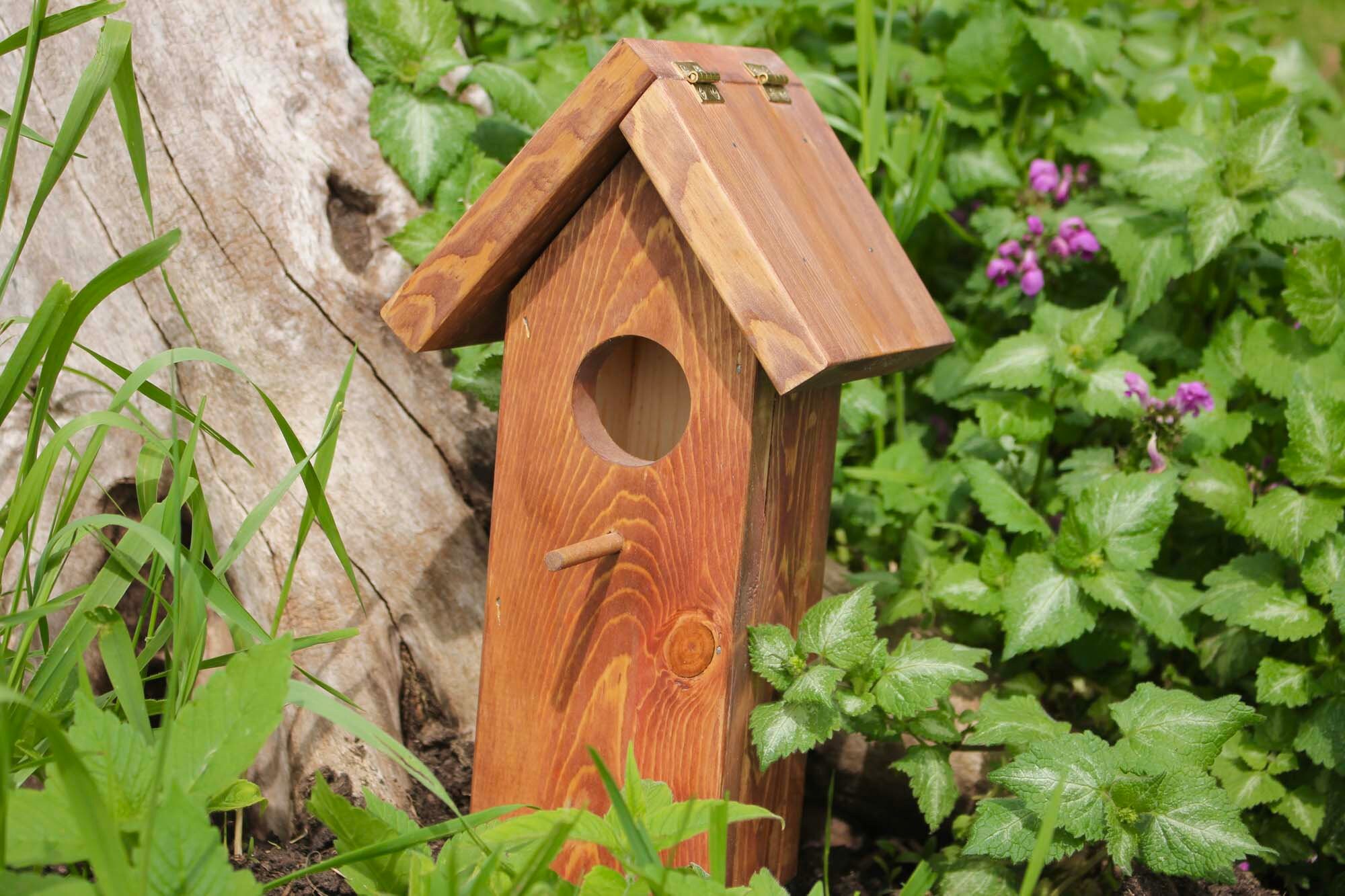Mini Birdhouse Bird Perch Garden Decor Rustic Birdhouse Chickadee and ...