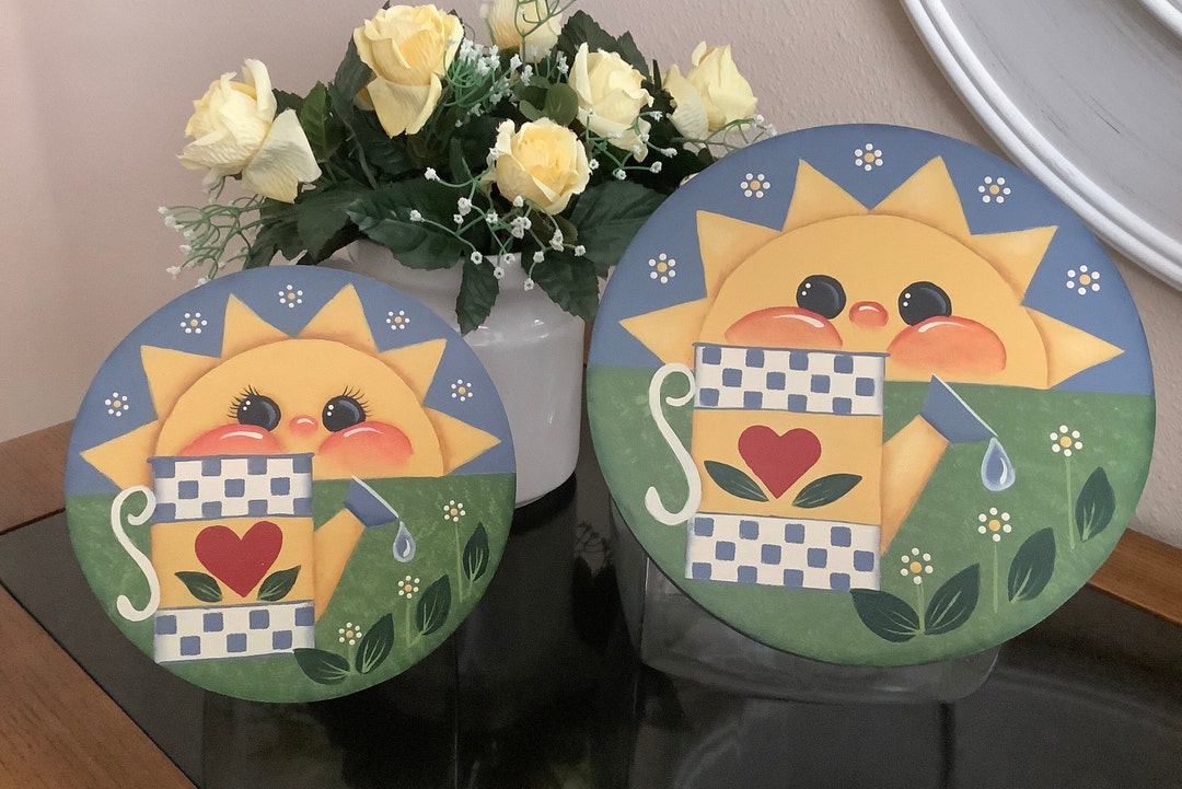 Tole Painted Sunshine Jar Lid - Gail Anderson Design - Etsy