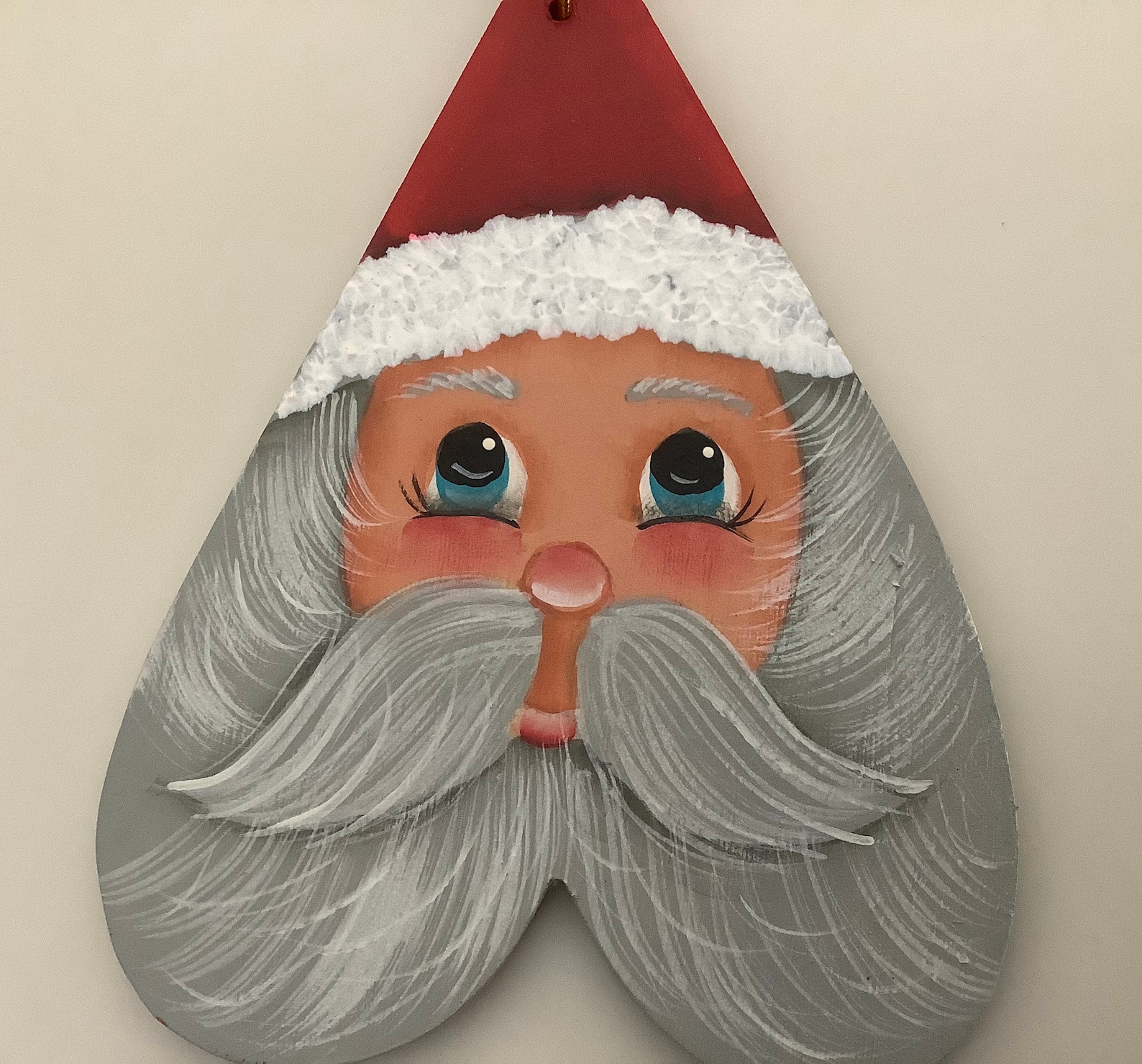 Primitive Heart Santa Face on a Christmas Ornament my | Etsy