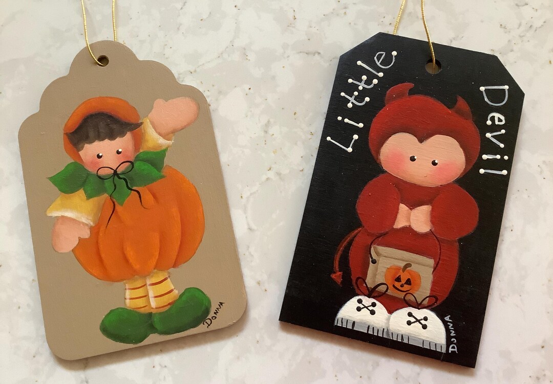 Little Devil and Pumpkin Costume Ornaments, Both Designs by Pat Olson ...