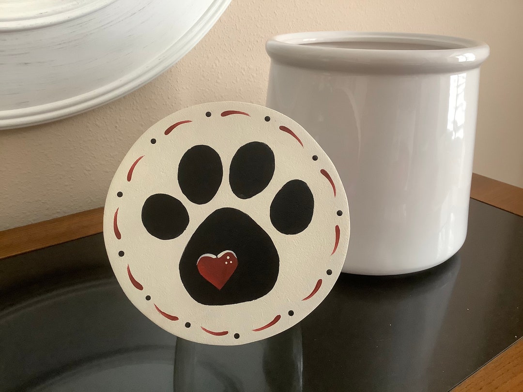 Paw Print Candy/treat Jar Lid, Tole Painted on a Wooden Lid That Fits a ...