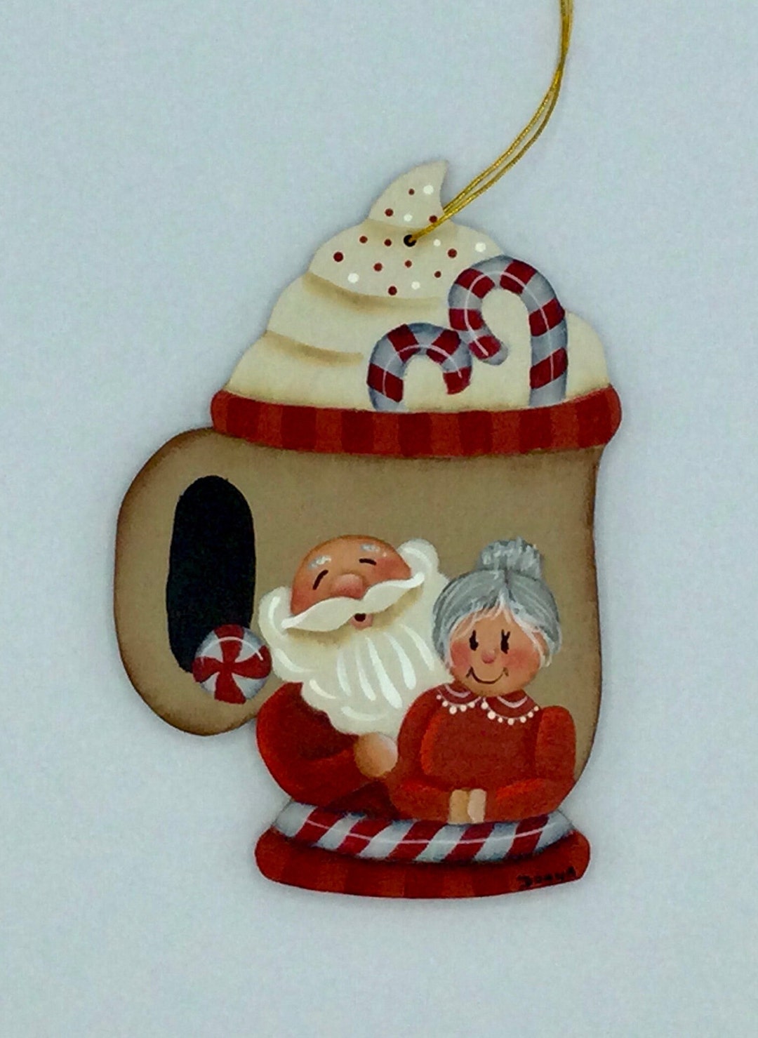 Santa and Mrs Coffee Mug Christmas Ornament, Original Design by Lisbeth ...