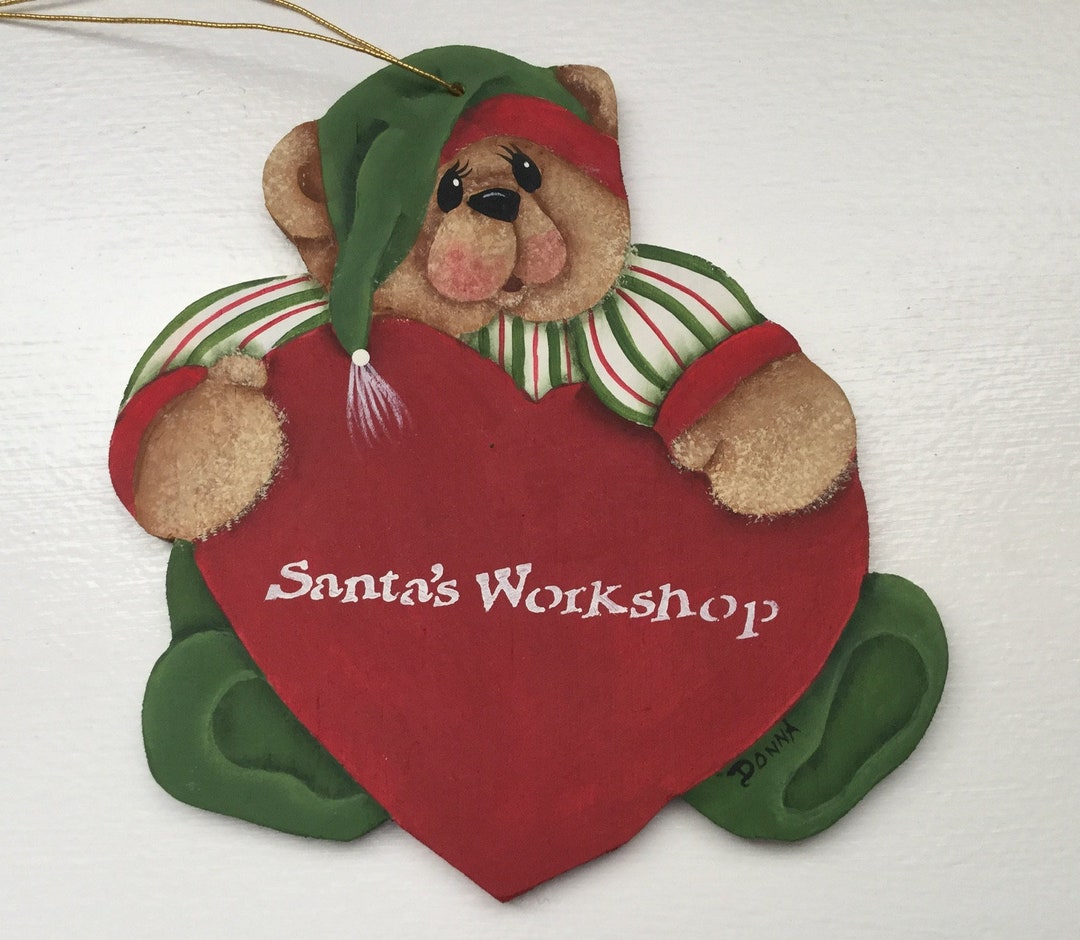 Santa's Workshop Bear Christmas Ornament, Based on a Debbie Mitchell ...