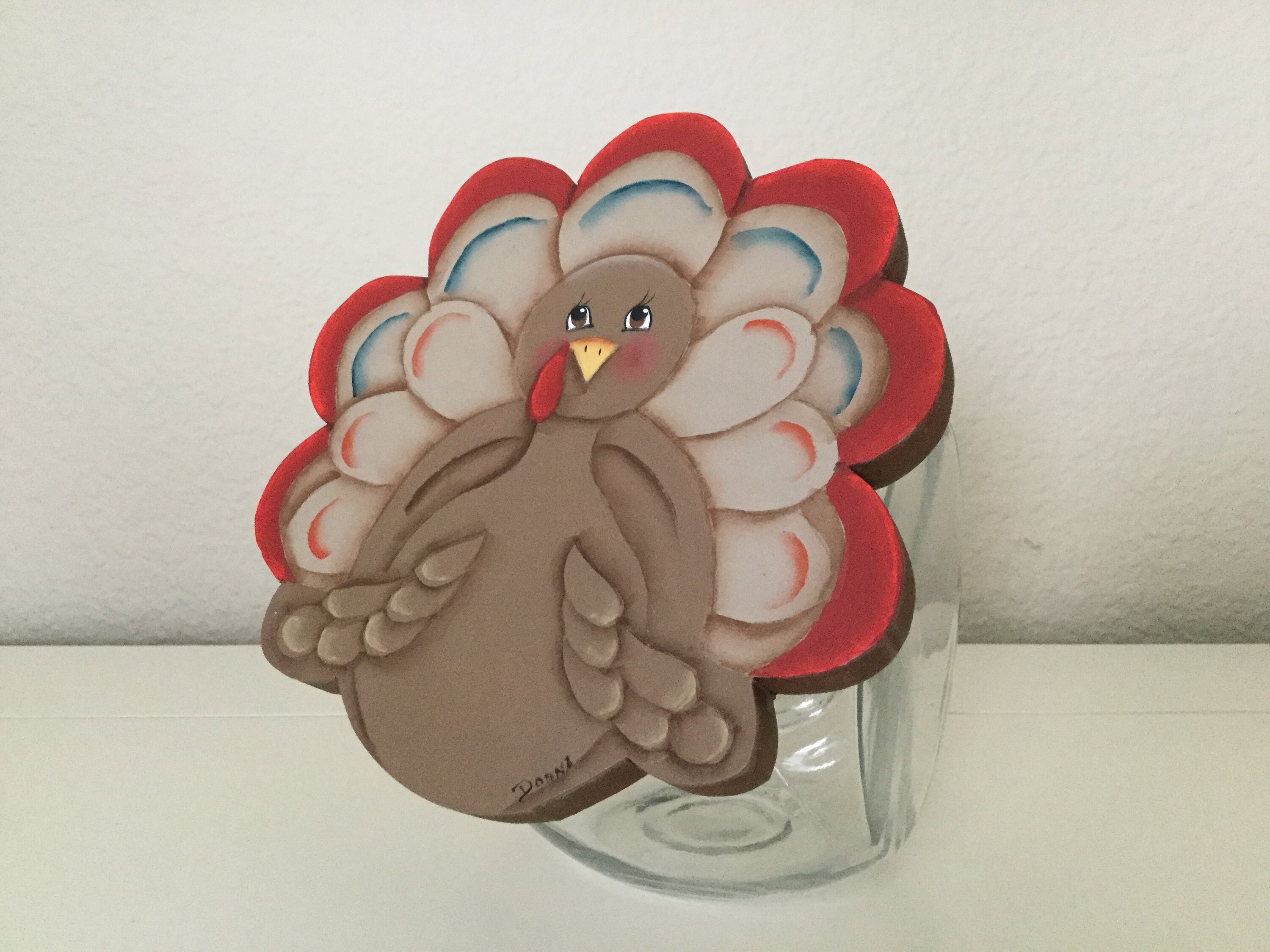 Thanksgiving Turkey Cookie Jar Lid Tole Painted by Me Based - Etsy UK