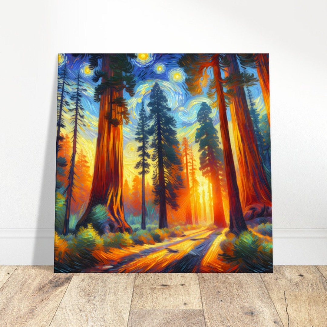 Giant Sequoia Majesty Oil Painting Canvas Print Impressionism Living ...