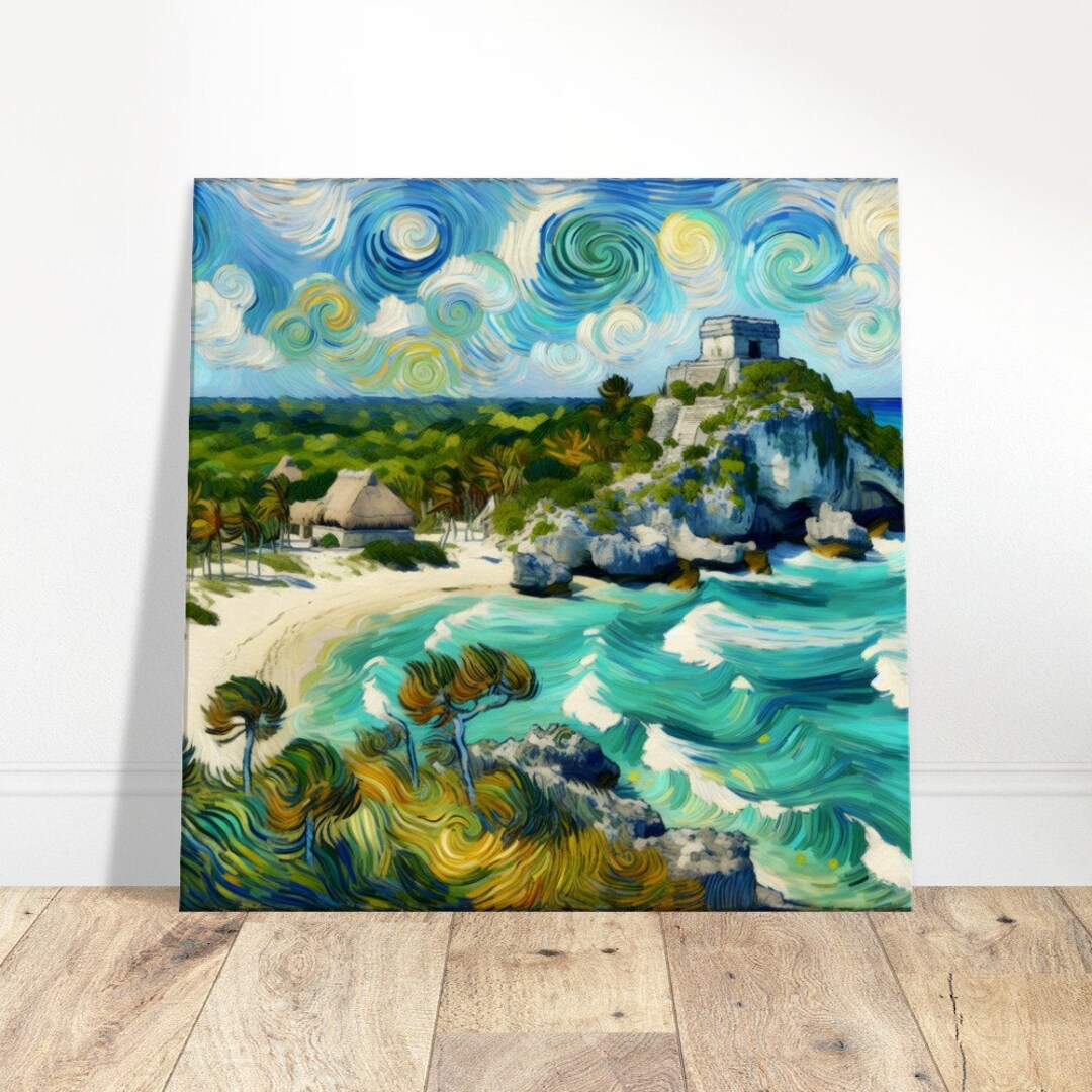 Tulum Mayan Horizon Oil Painting Canvas Print Impressionism Living Room ...