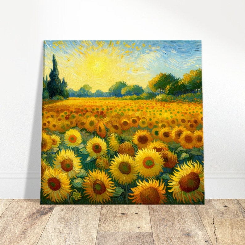 Solar Flares With Van Gogh Style Sunflowers Oil Painting Canvas Print ...