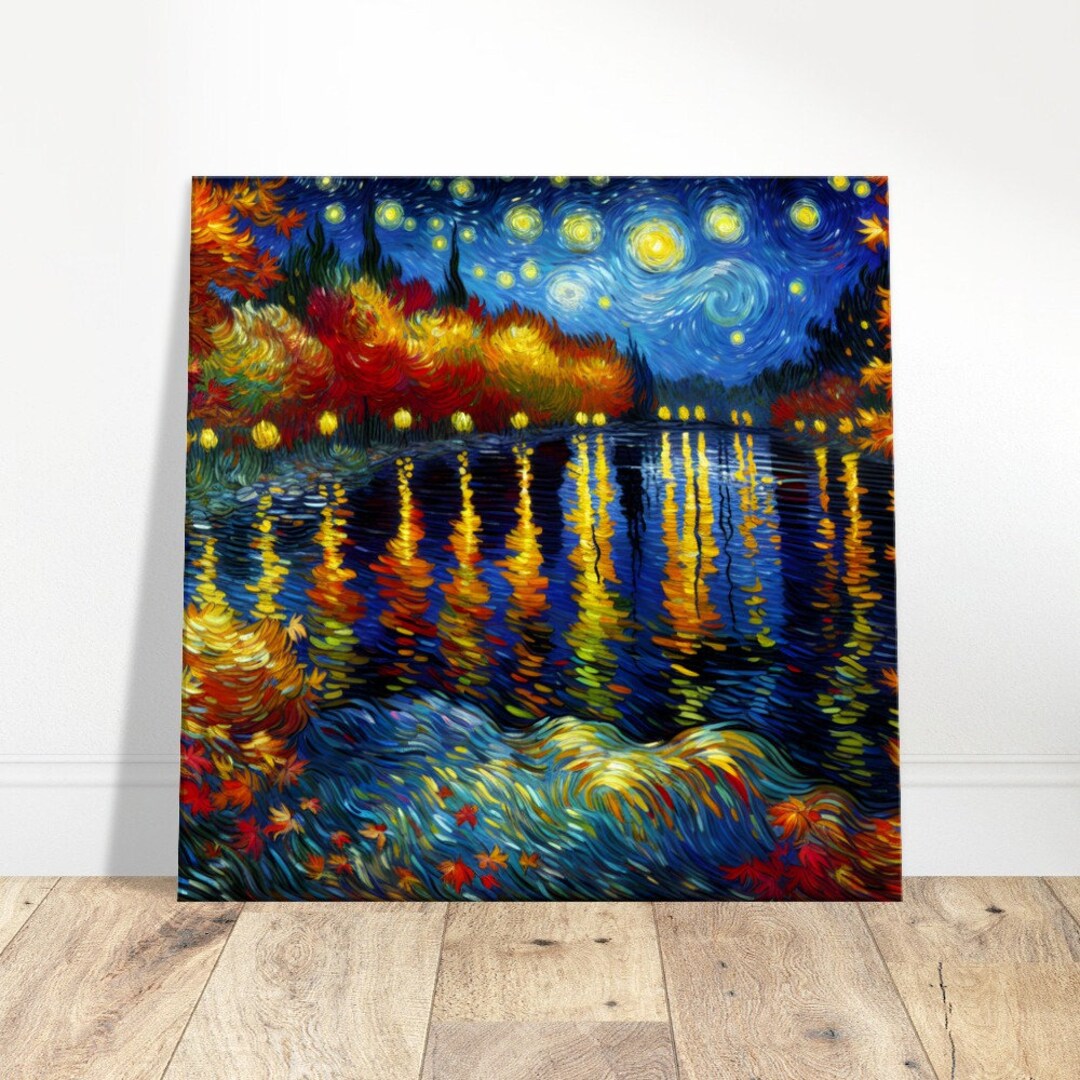 Autumn Reflections Van Gogh Style Oil Painting Canvas Print ...
