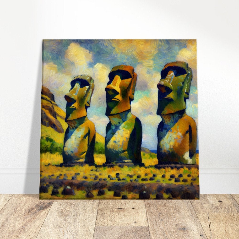 Moai Mystique Oil Painting Canvas Print Impressionism Living Room ...