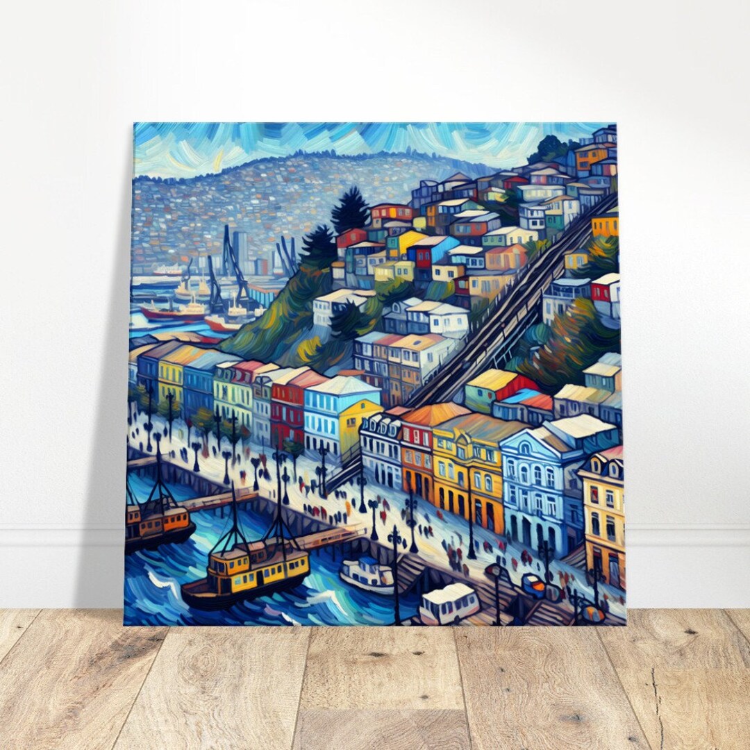 Valparaíso Vibrant Views Oil Painting Canvas Print Impressionism Living ...