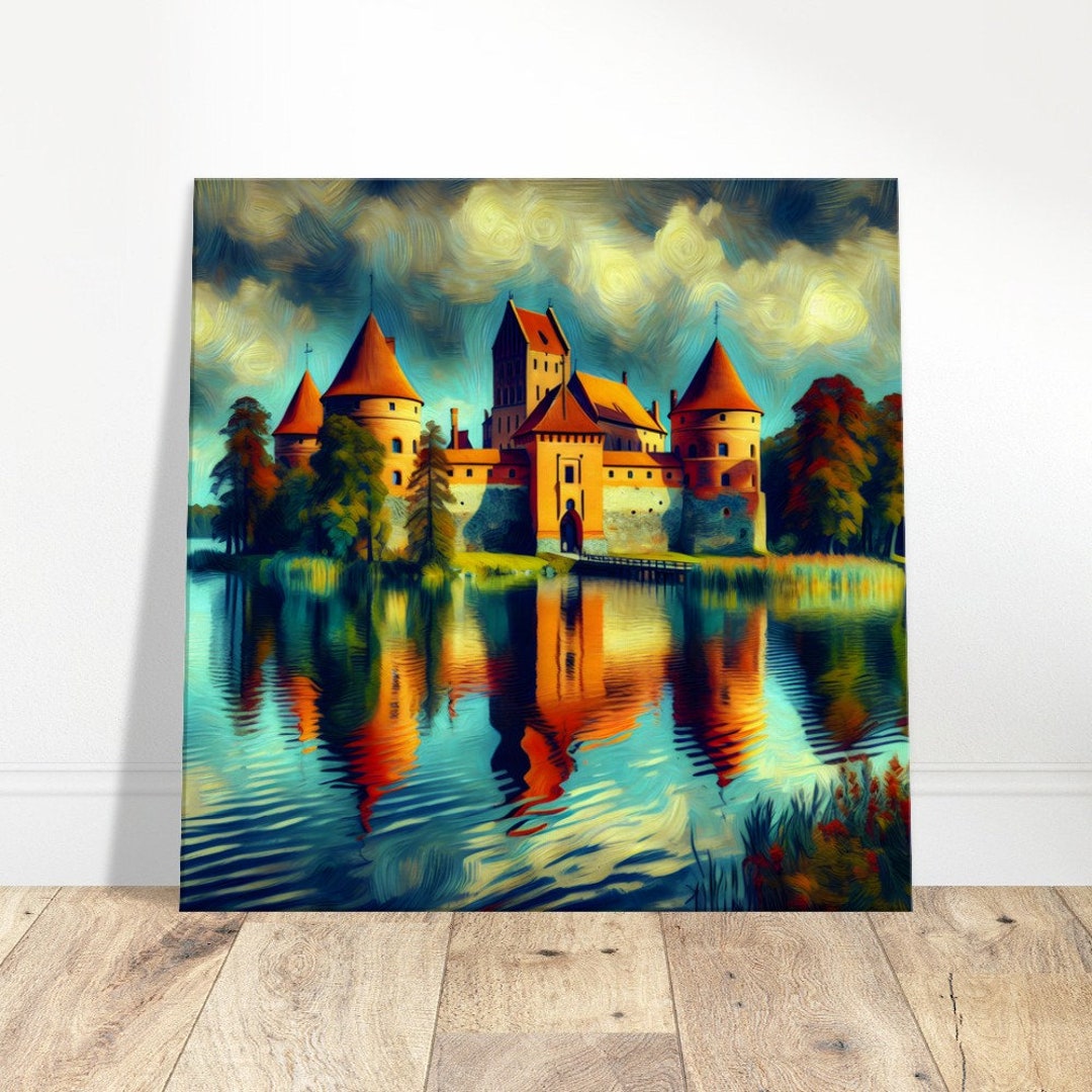 Trakai Castle Reflections Oil Painting Canvas Print Impressionism ...