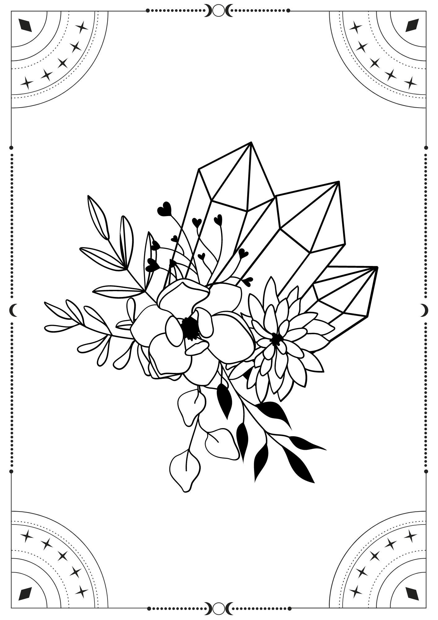 Tarot Card Coloring Page Crystals Coloring Page Printable - Etsy Hong Kong