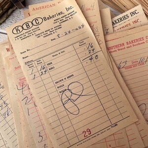 Vintage Used Bakery Receipts - 10 Sheets - Aged Store Receipts ...