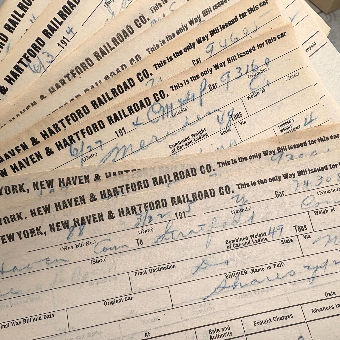 Vintage Railroad Ephemera Set, Freight Forms, Train Cargo Tag - 16 ...
