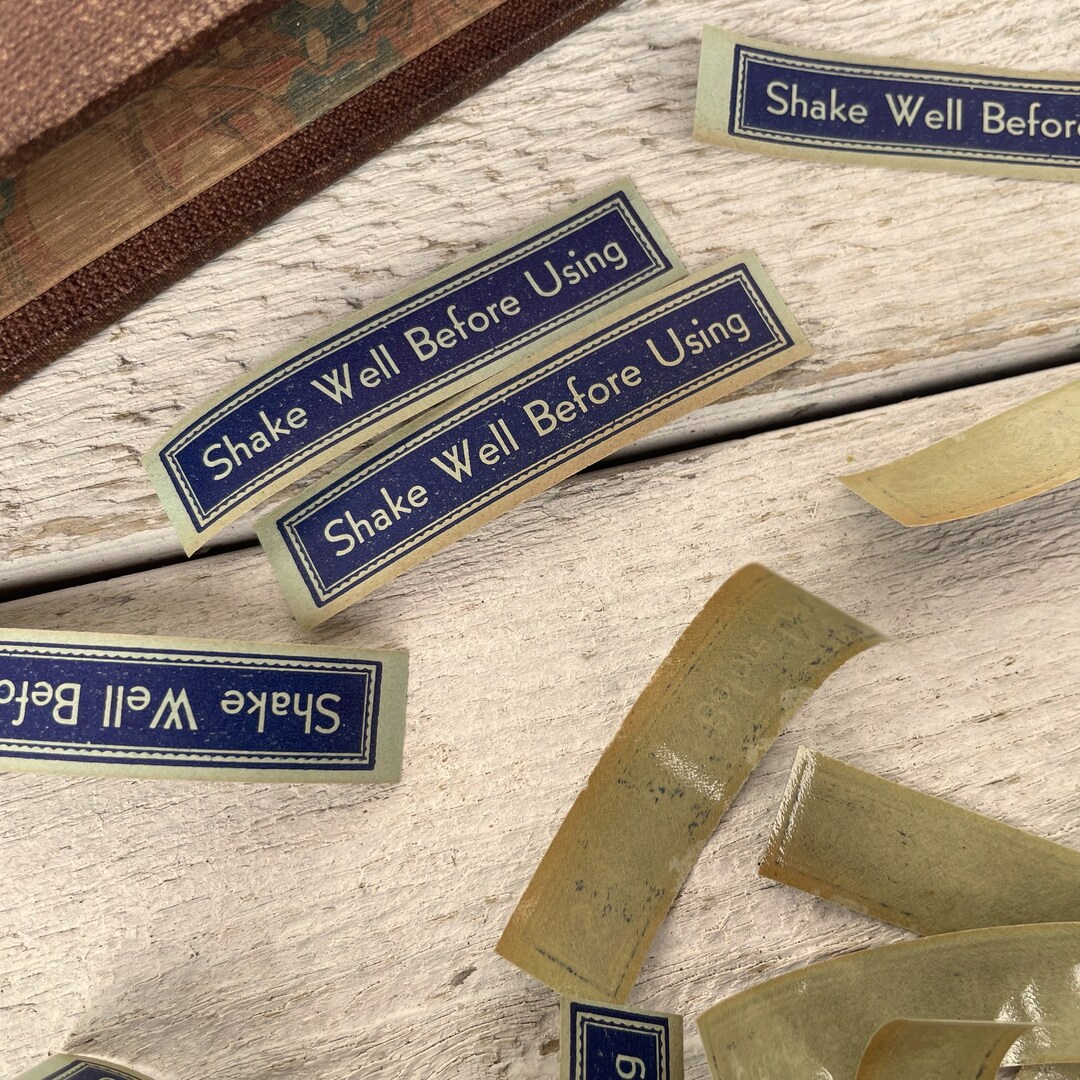 Antique Pharmacy Caution Labels, Small Shake Well Before Using Label ...