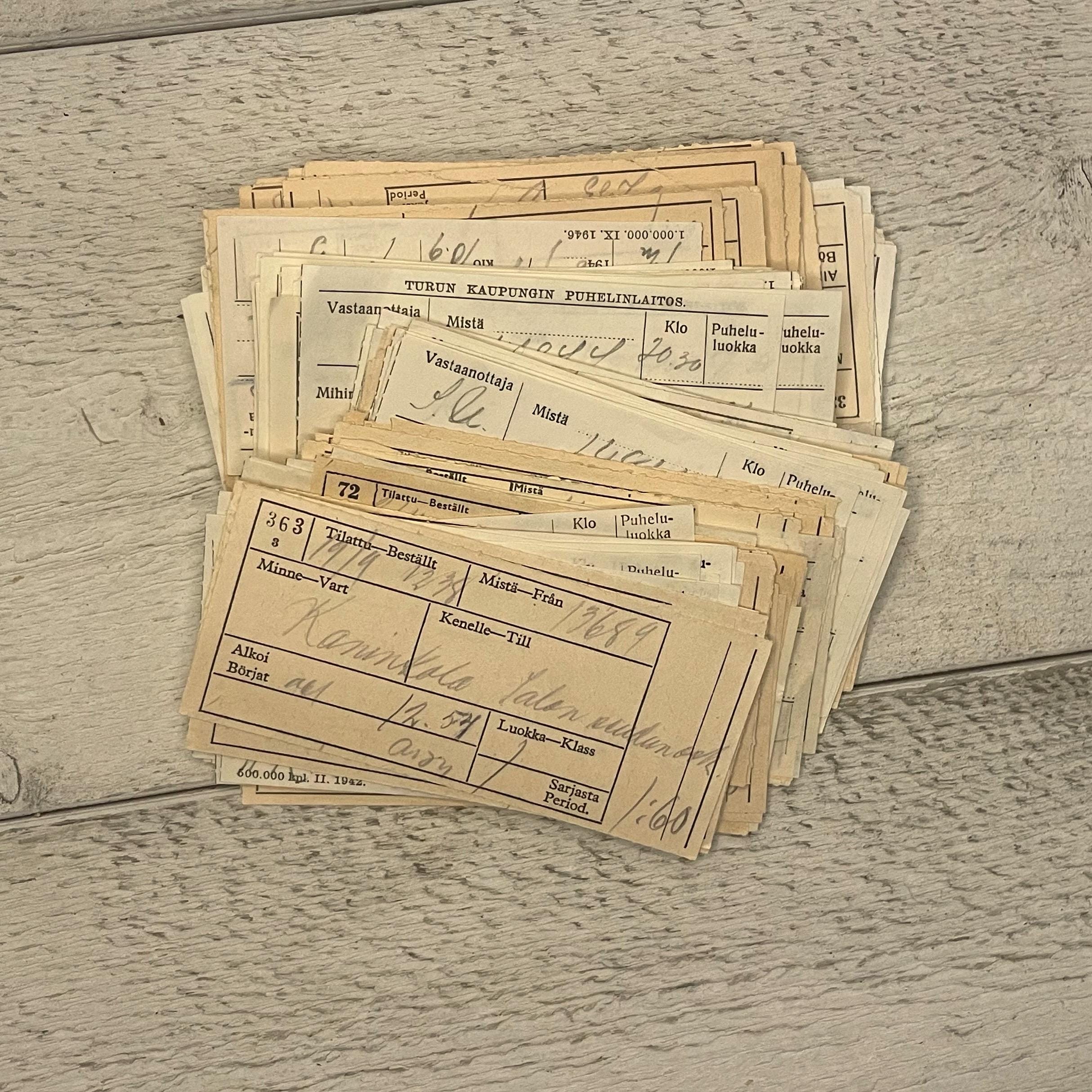 Vintage Telephone Company Receipt Stubs, Finnish Ephemera, for Junk ...