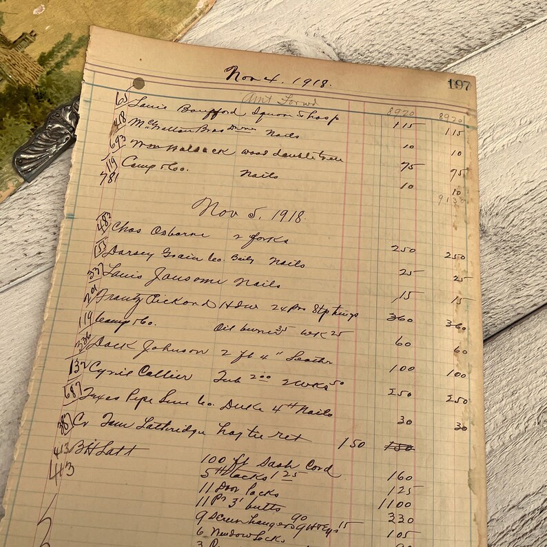 Antique Handwritten Ledger Pages 1910s, Vintage Junk Journal Ephemera ...