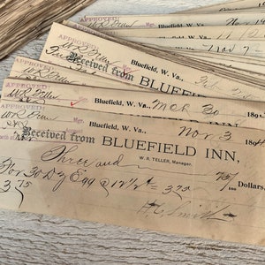 Antique 1890s Bank Checks, Payment Check, Handwritten, Vintage Ephemera ...