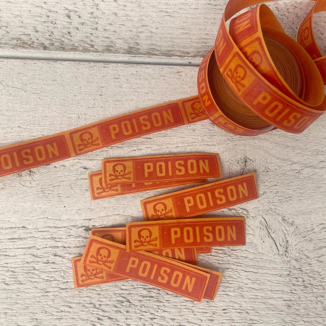 Antique Pharmacy Caution Labels SOAKED, Small Poison Label, Aged Paper ...