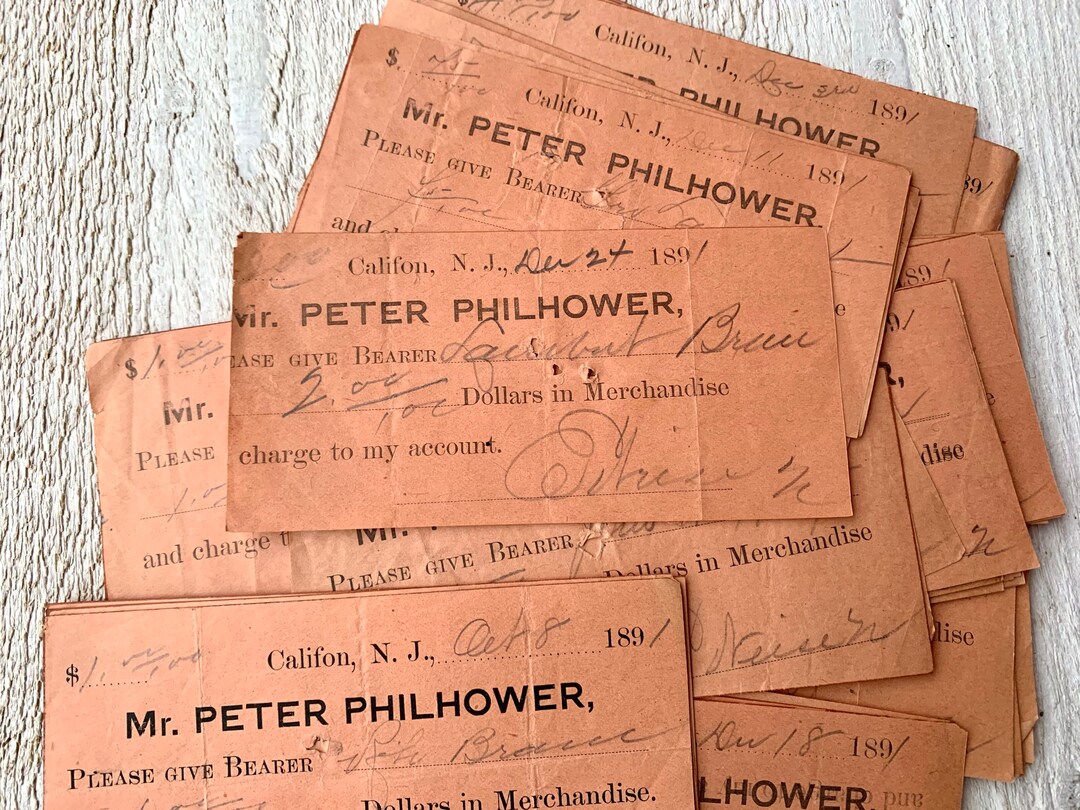 Antique Pay Check 1890s, Used With Handwriting, Dusty Pink/salmon ...