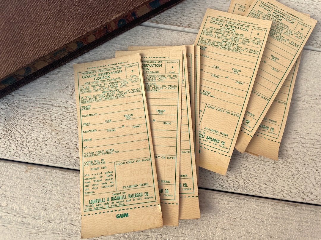 Vintage Train Tickets, Seat Reservation Coupons, Railroad Ephemera for ...
