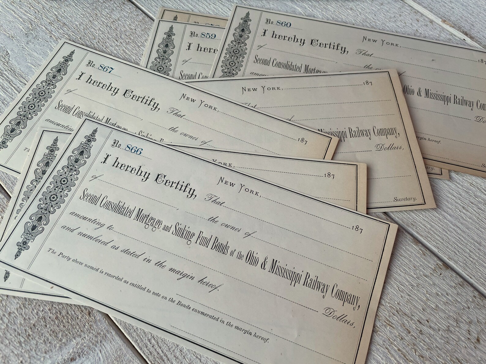 Antique Bond Receipts Vintage Document Form Certificate | Etsy