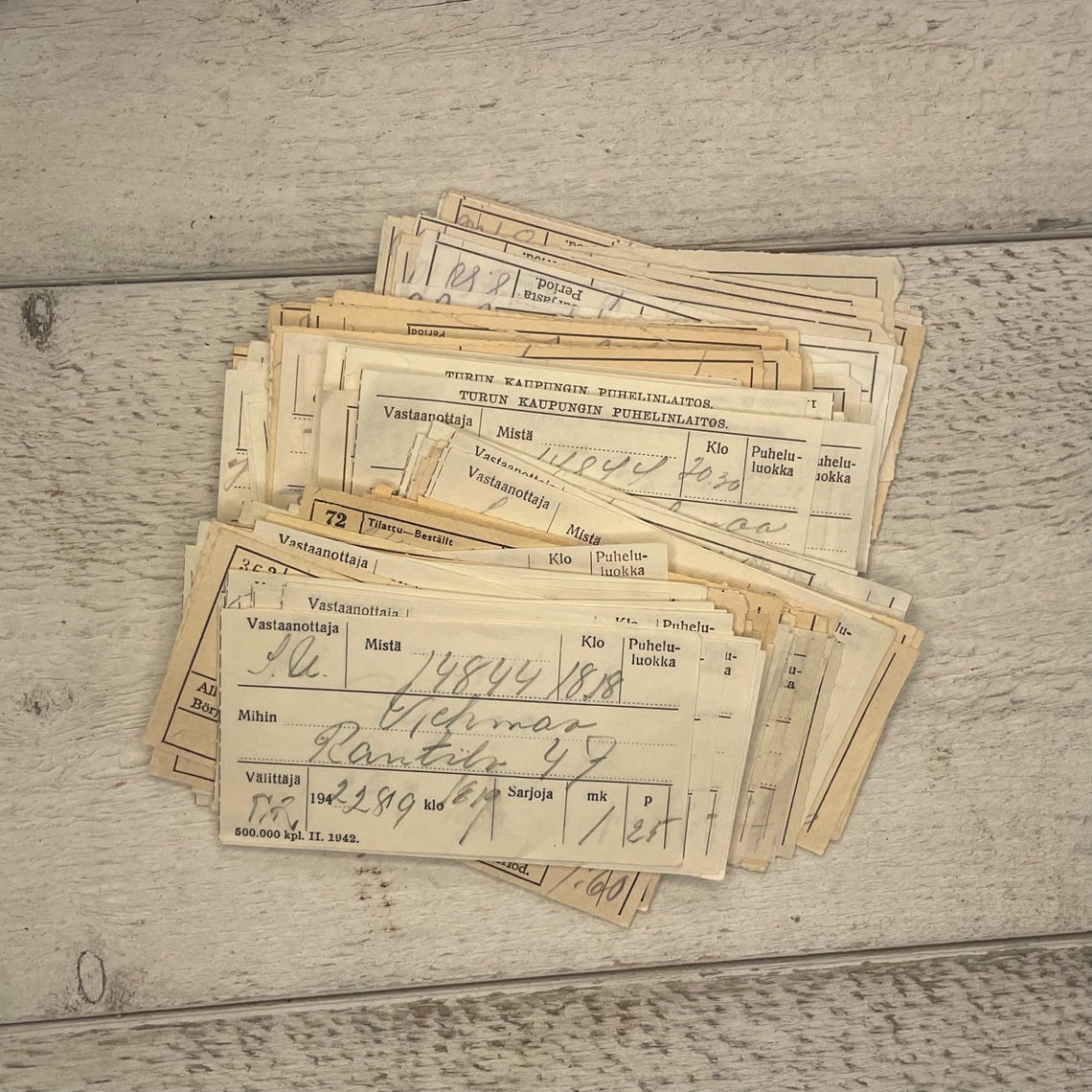 Vintage Telephone Company Receipt Stubs, Finnish Ephemera, for Junk ...