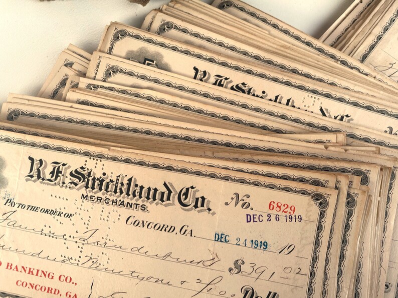 Antique Bank Checks Used Payment Receipt Vintage Ephemera - Etsy
