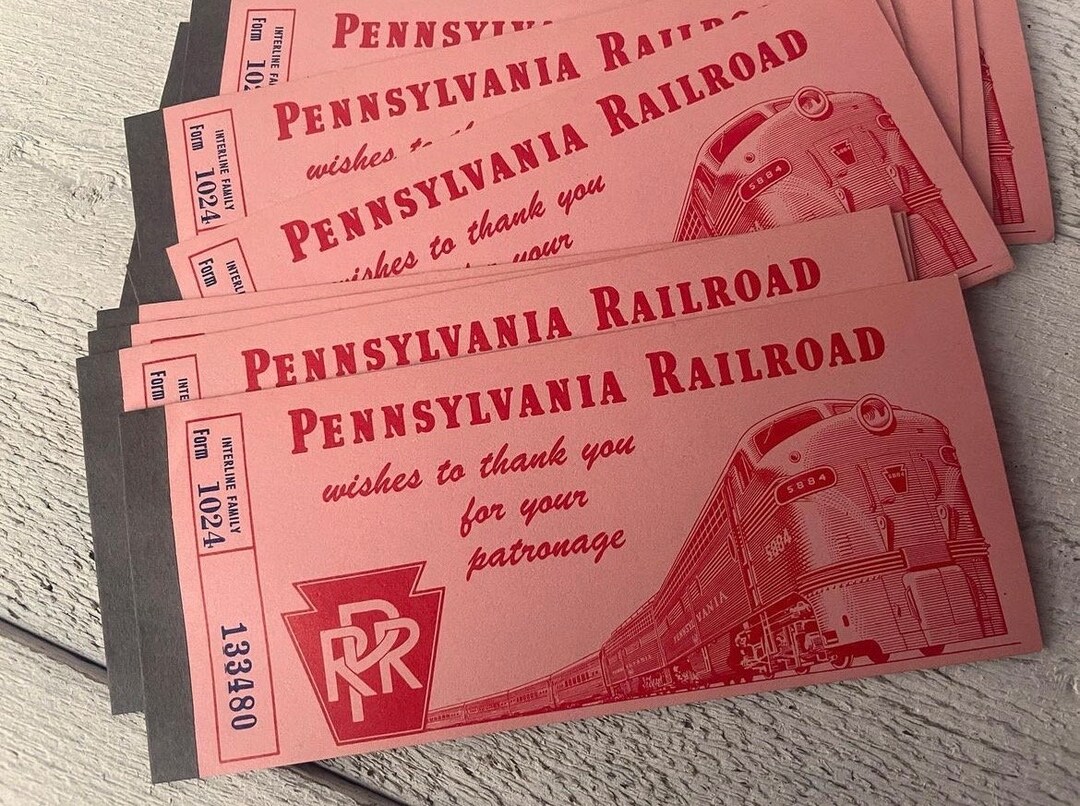 Vintage Train Ticket Book, Railroad Ephemera, Pink Paper Cover, for ...