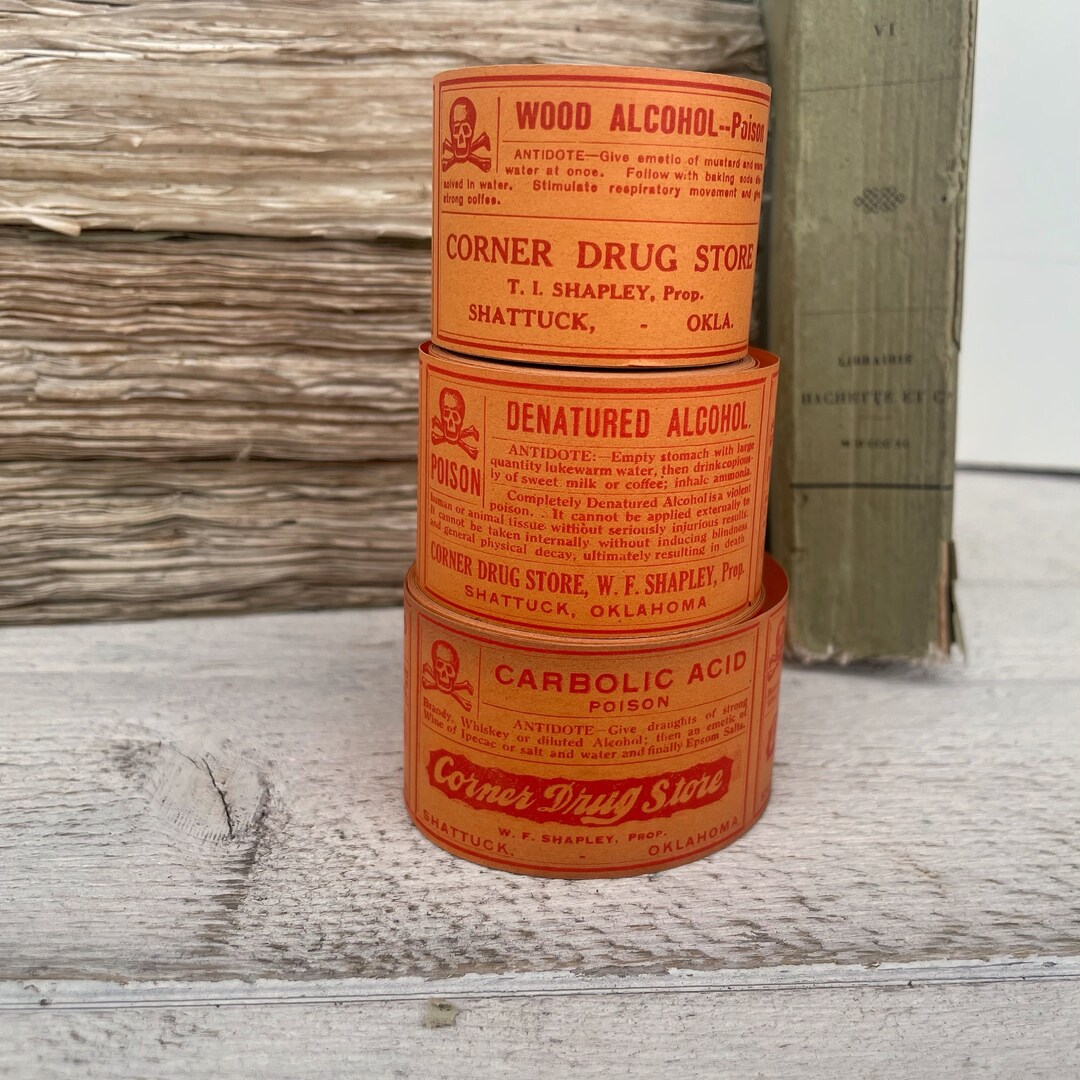 Antique Pharmacy Labels Set 1910s-1920s, Apothecary, Orange Poison ...
