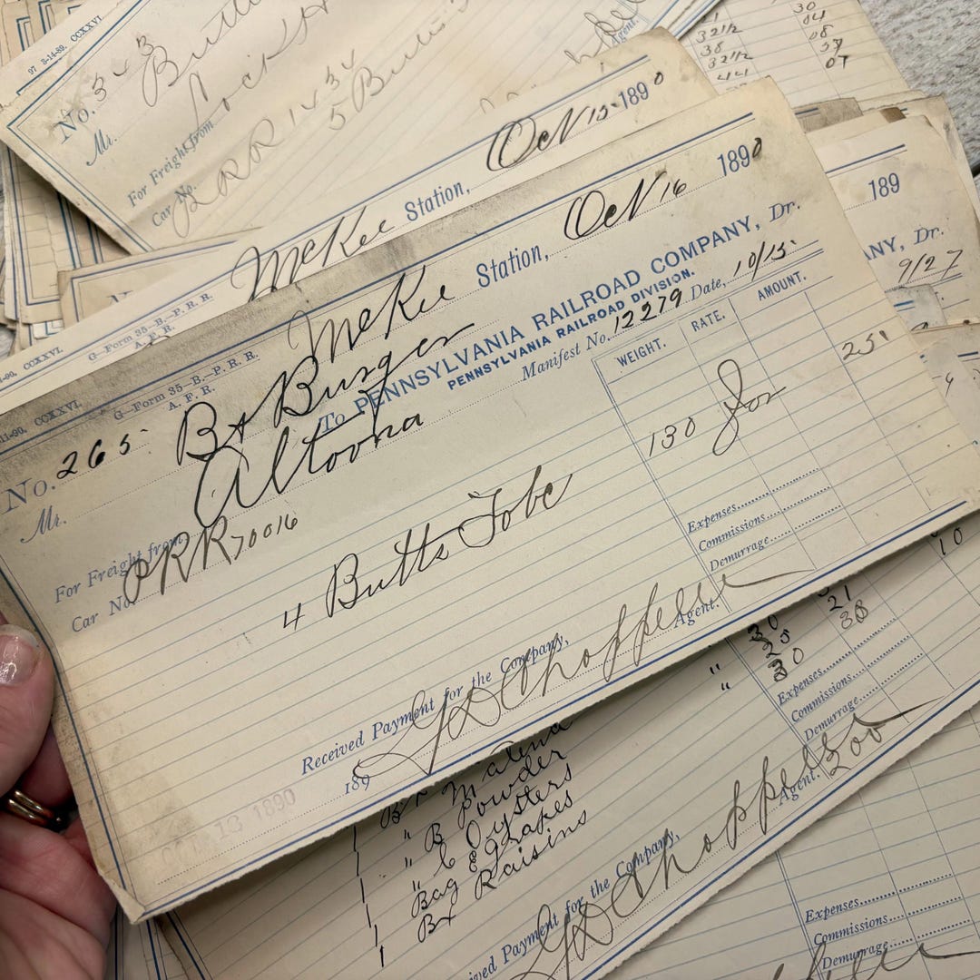 Antique Railroad Freight Bill, Handwritten Receipts, for Junk Journal ...