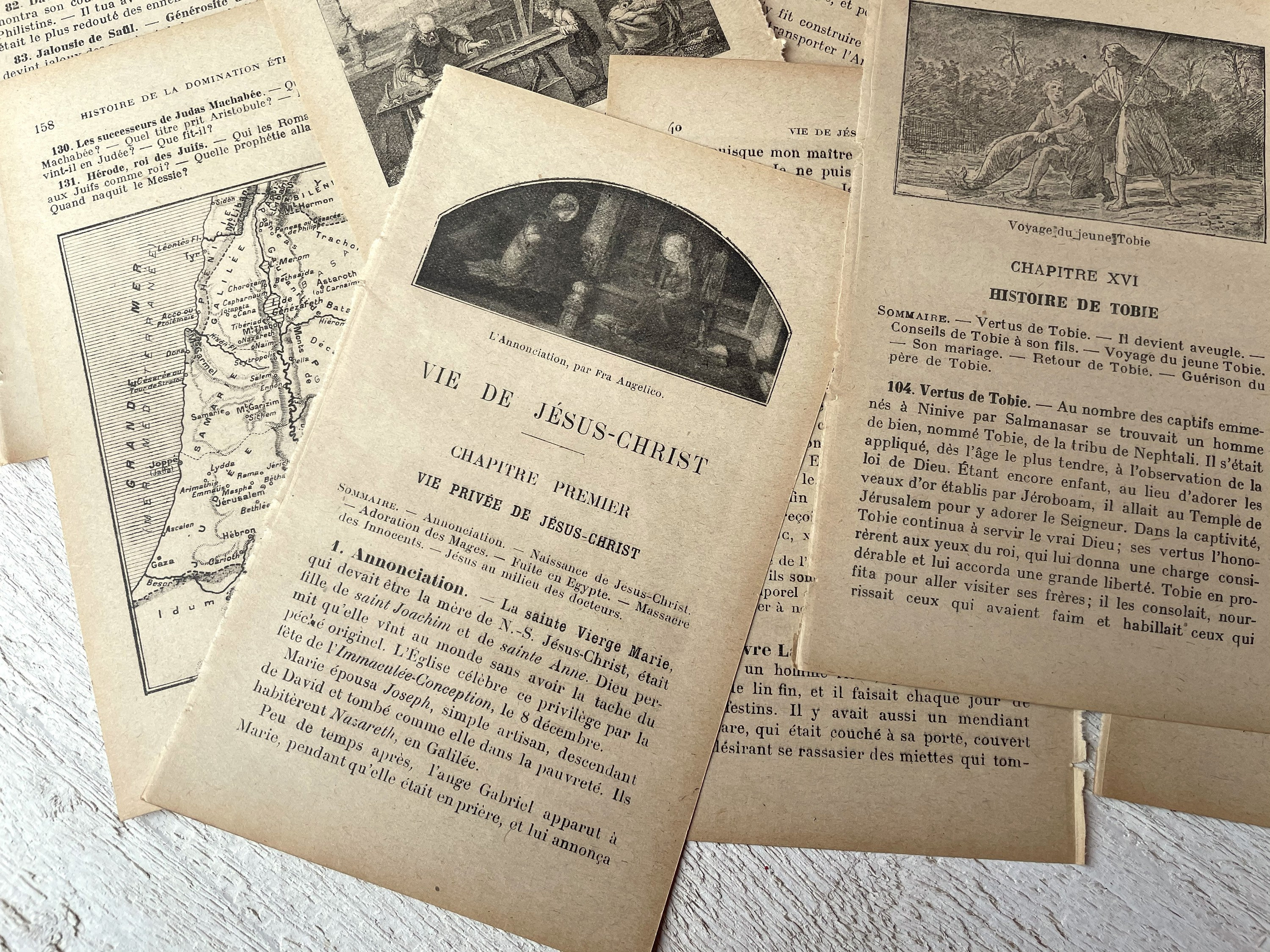 Antique French Religious Pages 1800s, Vintage Christian Book Pages ...