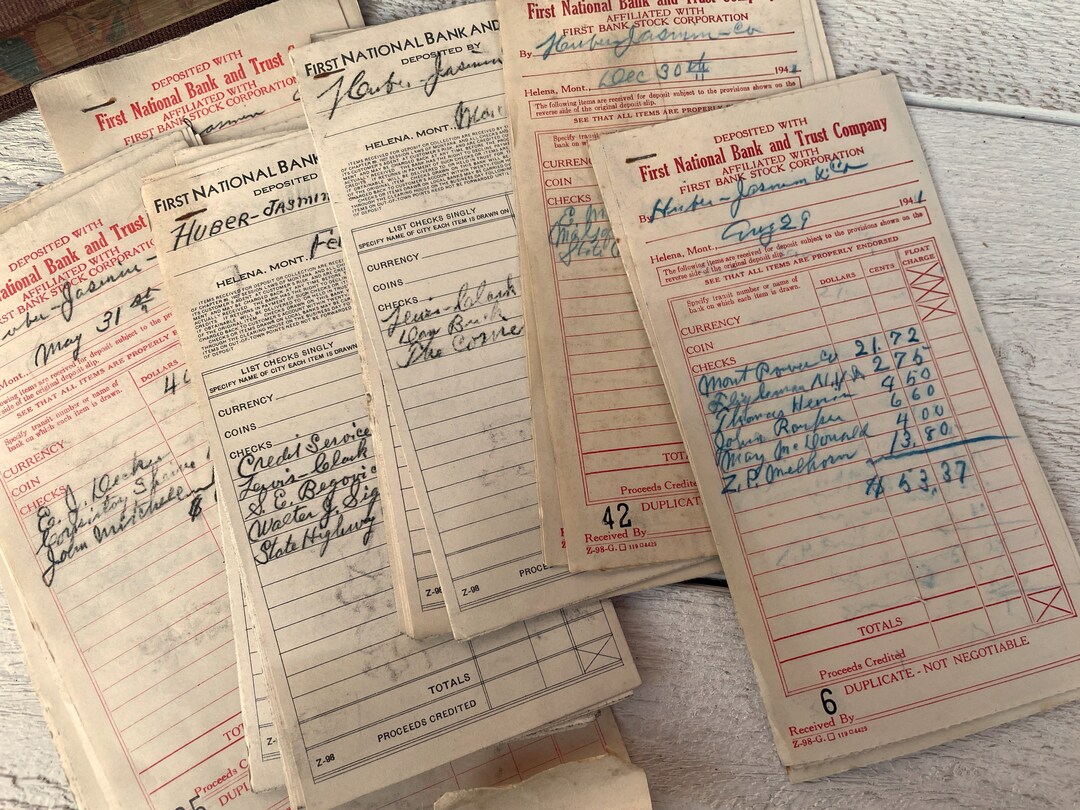 Vintage Bank Receipts, Handwritten, Payment Deposit Receipts ...
