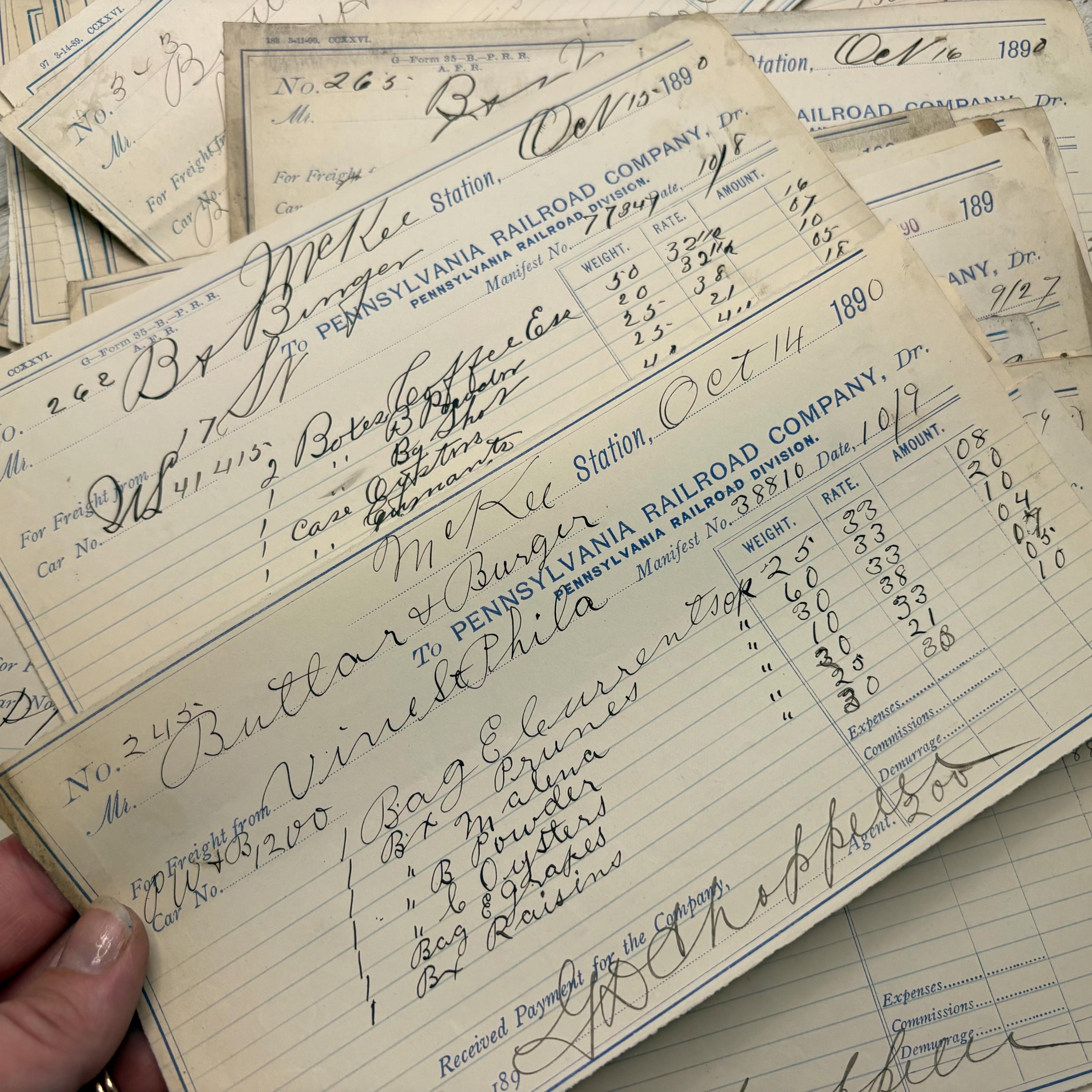 Antique Railroad Freight Bill, Handwritten Receipts, for Junk Journal ...