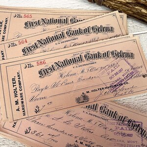 Antique 1800s Bank Checks, Used Payment Receipt, Vintage Ephemera, Bank ...