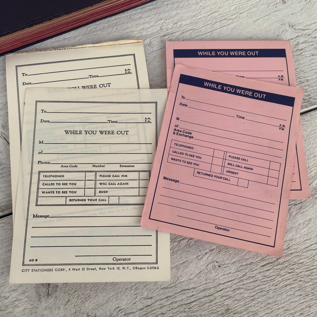 Vintage Office Message Sheets, Telephone Center Receiver, While You ...