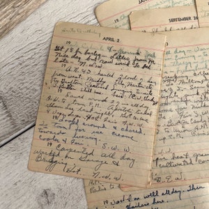Vintage Diary Pages, Handwritten Agenda Sheets, Five Year Diary 1930s ...