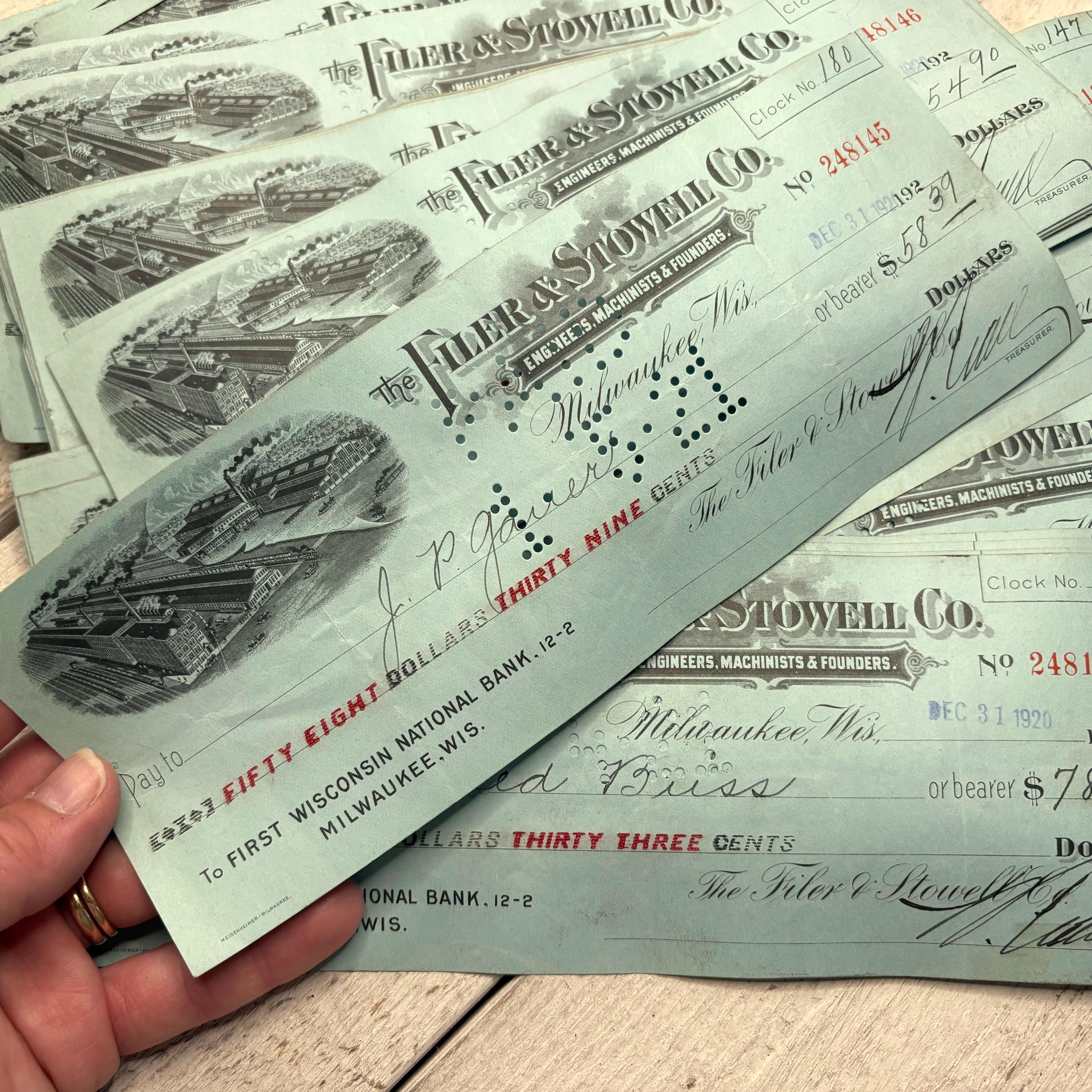 Antique 1920s Payment Checks - 5 Sheets - Bank Notes, Vintage Junk ...