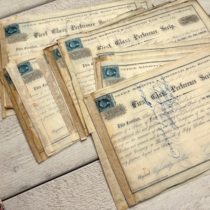 Antique Shares Certificates, Vintage Document, Receipts, 1860s Ephemera ...