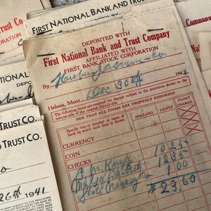 Vintage Bank Receipts, Handwritten, Payment Deposit Receipts ...
