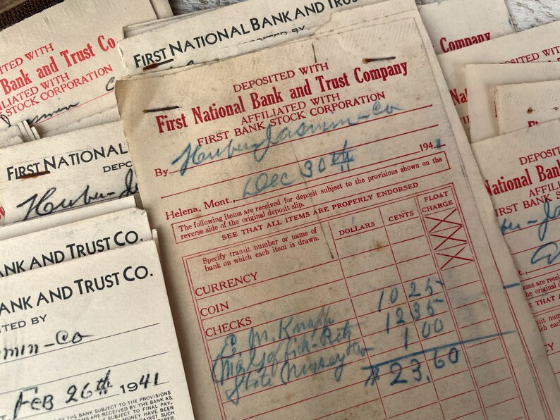 Vintage Bank Receipts Handwritten Payment Deposit Receipts - Etsy