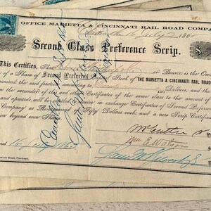 Antique Shares Certificates, Vintage Document, Receipts, 1860s Ephemera ...