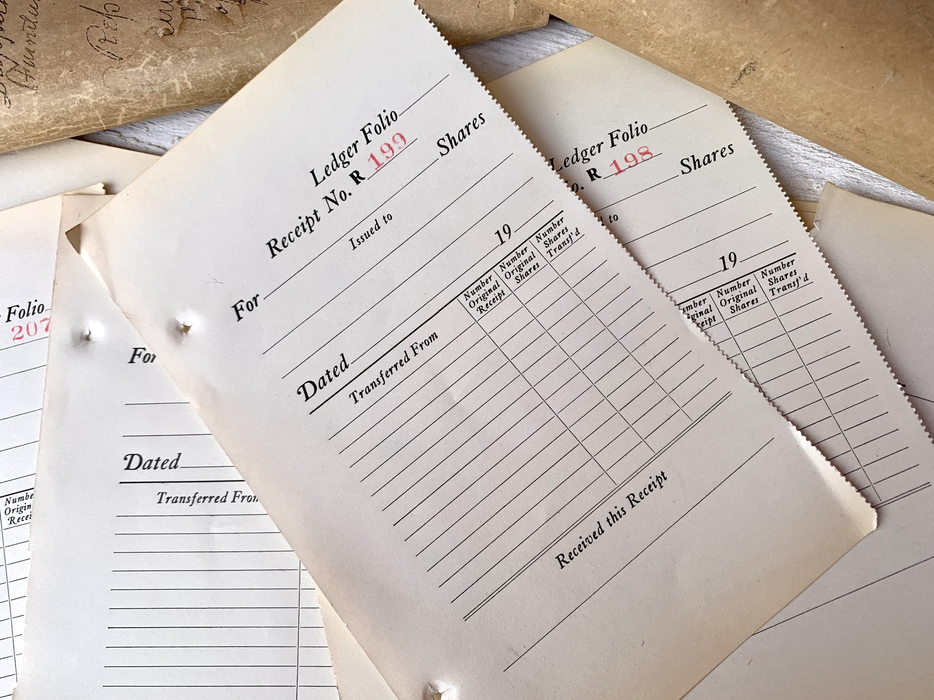 Antique Certificate Receipts, Old Document Stubs, Aged Paper for Junk ...