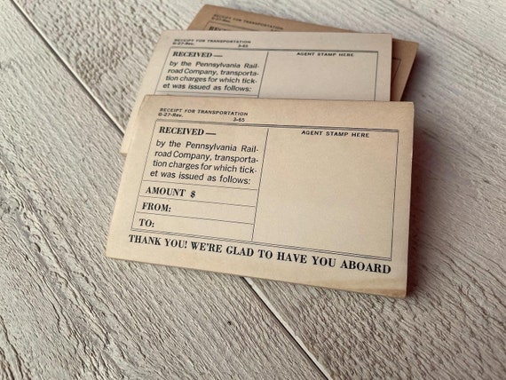 Small Vintage Railroad Receipt Train Transport Ticket | Etsy