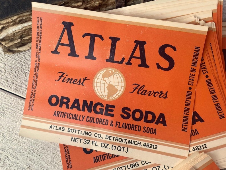 Vintage Atlas Bottle Labels Orange Soda 10 Pcs - Etsy