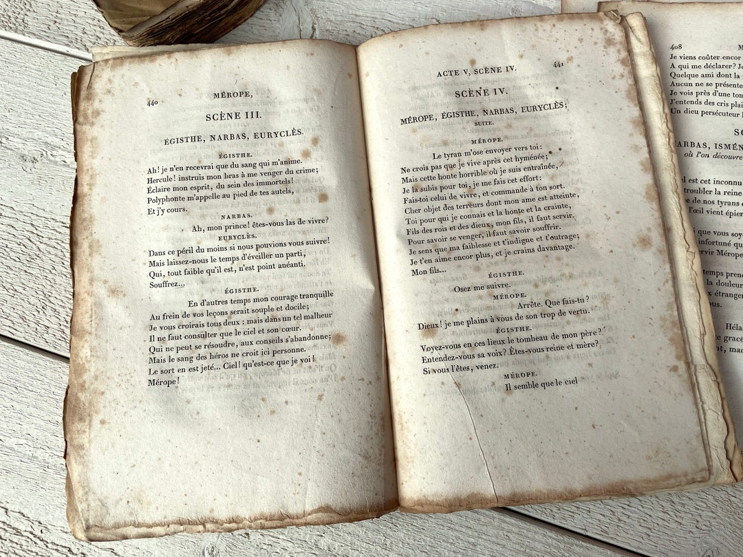 Antique French Book Pages 1820s, Ancient Literature, Junk Journal ...